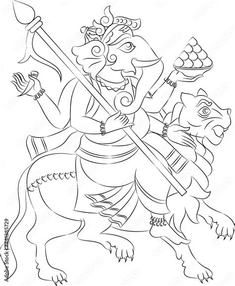 Illustration Of Lord Ganpatiganesha Drawn In Pinguli Folk Art Style Of