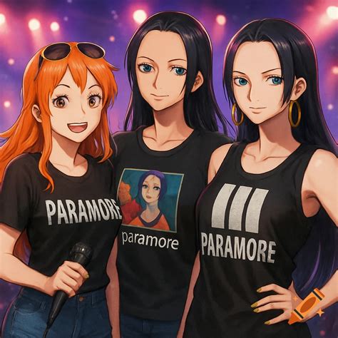 Three Anime Women Nami Nico Robin And Boa Hancock Wearing Paramore