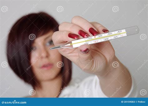 Female Checking Temperature Stock Image Image Of Diagnosis Disease