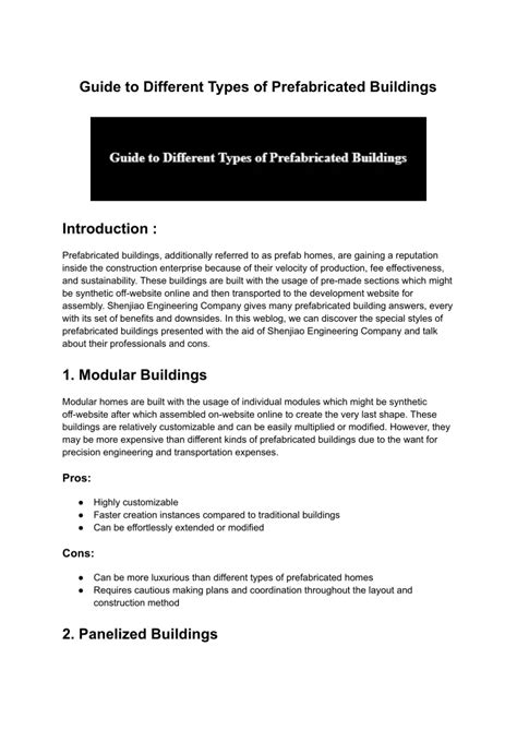 Ppt Guide To Different Types Of Prefabricated Buildings Powerpoint