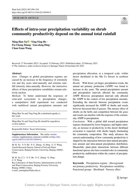 Effects Of Intra Year Precipitation Variability On Shrub Community