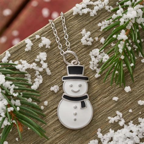 Enamel Snowman Necklace Playful Winter And Snow Inspired Jewelry