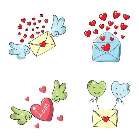 Valentine Stickers Love And Wings Vector Valentine Simple Sticker