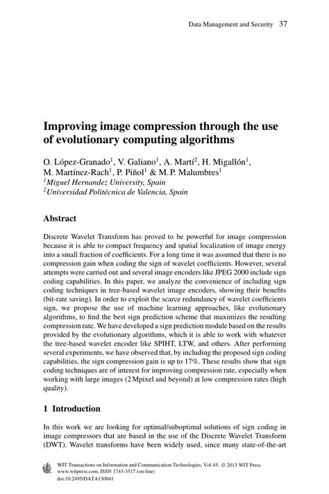 Pdf Improving Image Compression Through The Use Of Evolutionary