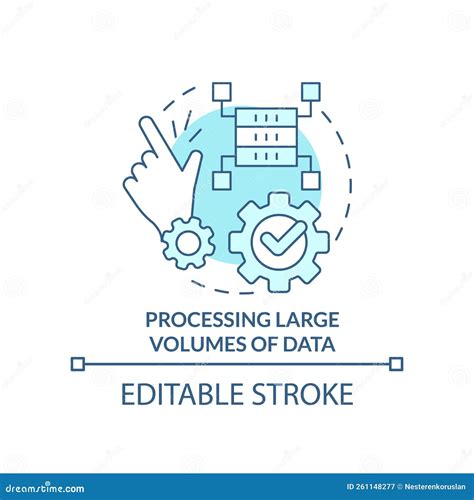 Processing Large Volumes Of Data Turquoise Concept Icon Stock