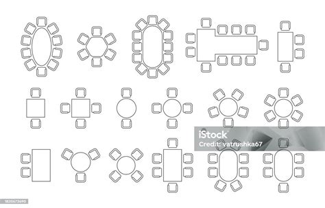 좌석 배치 플랜 회의 세미나 또는 결혼식 파티 부동산 토폴로지 벡터 개념에 대 한 의자와 테이블과 평면도 설계도에 대한 스톡 벡터 아트 및 기타 이미지 Istock