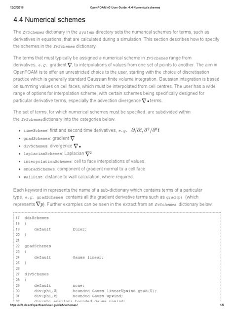 Openfoam Numerical Schemes Pdf Numerical Analysis Computational