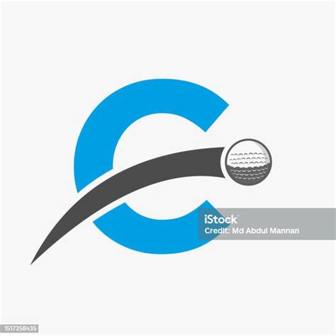 움직이는 골프공 아이콘이 있는 문자 C 개념에 골프 하키 스포츠 유형 기호 겨울에 대한 스톡 벡터 아트 및 기타 이미지 겨울 겨울 스포츠 경기 스포츠 Istock