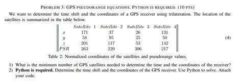 Solved Problem 3 Gps Pseudorange Equations Python Is