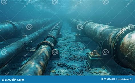 Underwater Pipelines On Seabed Industrial Engineering Concept Stock Image Image Of Pipeline
