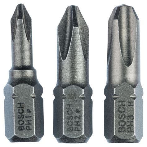 Bosch 2607001752 3 Piece Assorted Screwdriver Bit Packs Ph1 25mm ×