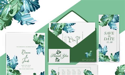 웨딩 카드 템플릿 자연 나뭇잎 장식 클래식 디자인 Eps Ai Uidownload