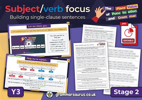 Year 3 The Place Value Of Punctuation And Grammar Subjectverb