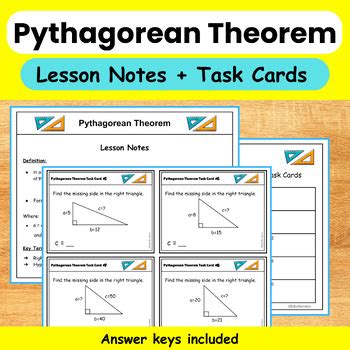 Pythagorean Theorem Task Cards Problems With Answers By EduWonders