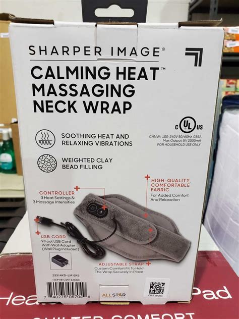 New Sharper Image Calming Heat Massaging Neck Wrap