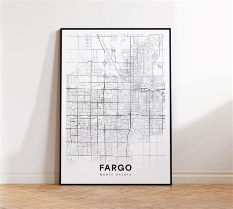 Fargo City Map Print Fargo Street Map Poster North Dakota Map Art