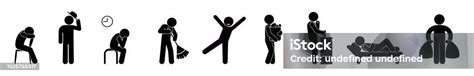 스틱 피겨 아이콘 남자 다양한 포즈를 취하는 사람들 앉아서 서있는 사람들 흰색에 고립 된 인간 실루엣 가방에 대한 스톡 벡터 아트 및 기타 이미지 Istock