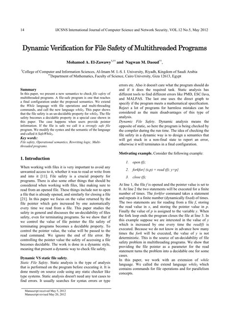 Pdf Dynamic Verification For File Safety Of Multithreaded Programs