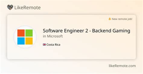 📩 Software Engineer 2 Backend Gaming At 🏢 Microsoft 📍remote Job In 🇨🇷 Costa Rica Rlikeremote