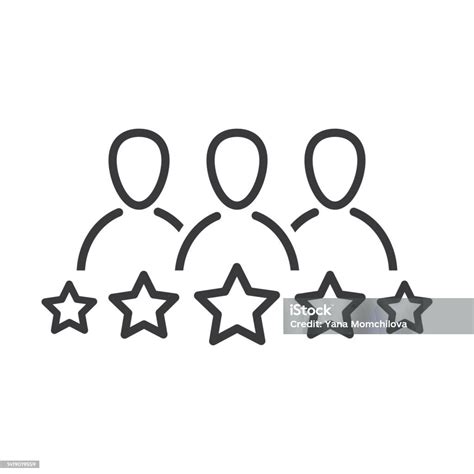 비즈니스 클라이언트 아이콘 별 5 개가있는 사람들 그룹 선 기호 벡터 일러스트 레이 션 감탄에 대한 스톡 벡터 아트 및 기타 이미지 Istock