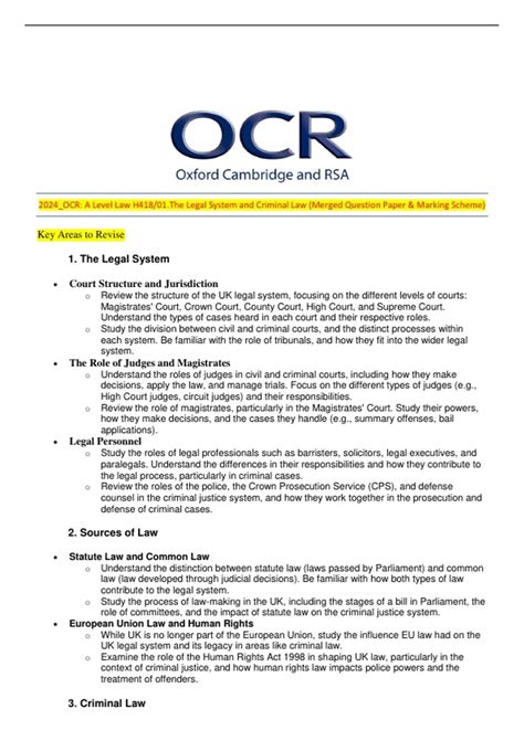 2024 Ocr A Level Law H418 Exam Papers Bundle Merged Question Paper And Marking Scheme Stuvia Uk