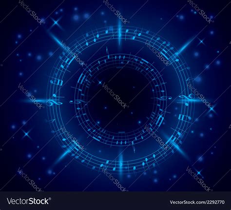 Abstract Dark Blue Music Background With Notes Vector Image