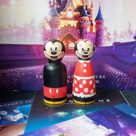 Mickey Mouse Themed Peg Dolls Wooden Peg Dolls Hand Etsy Peg Dolls Wooden Pegs Mickey
