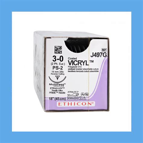 Ethicon 3 0 Coated Vicryl Suture 18″ Ps 2 Undyed 12box