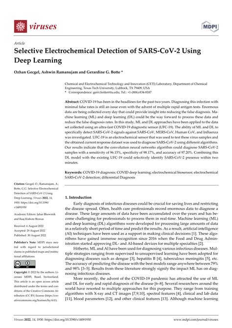 Pdf Selective Electrochemical Detection Of Sars Cov 2 Using Deep Learning