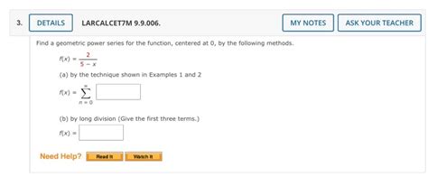 Solved Find A Geometric Power Series For The Function