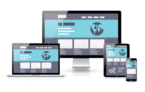 flat responsive web design concept website development devices stock