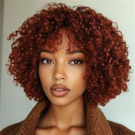 Ginger Curly Human Hair Wigs Glueless Copper Bob Kinky Curly Wear And