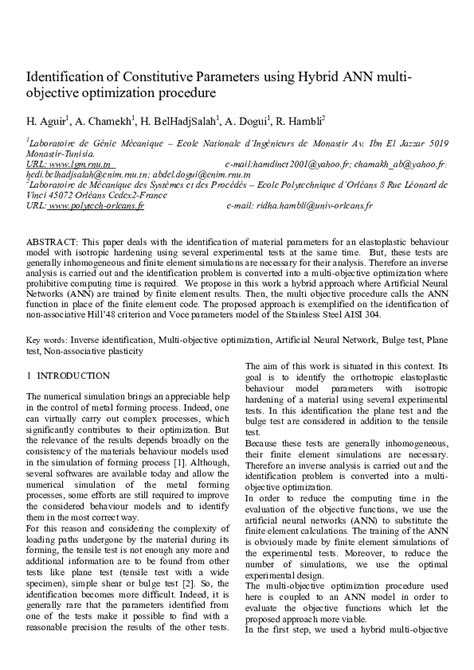 Pdf Identification Of Constitutive Parameters Using Inverse Strategy Coupled To An Ann Model