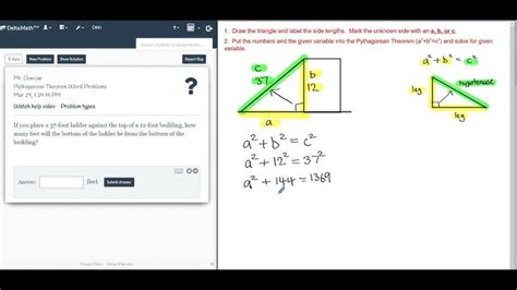 Pythagorean Theorem Ladder Problems