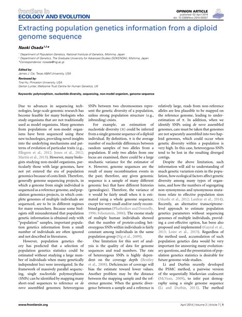 Pdf Extracting Population Genetics Information From A Diploid Genome