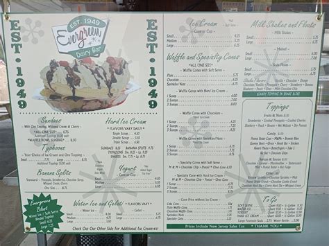Evergreen Dairy Bar Menu Updated 2026