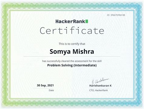 somya mishra on linkedin hackerrank problemsolving certification