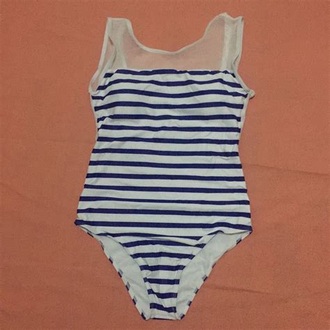 One Piece Stripe See Through Swimsuit Womens Fashion Swimwear