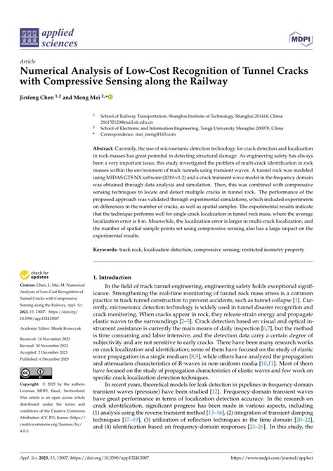 Pdf Numerical Analysis Of Low Cost Recognition Of Tunnel Cracks With Compressive Sensing Along