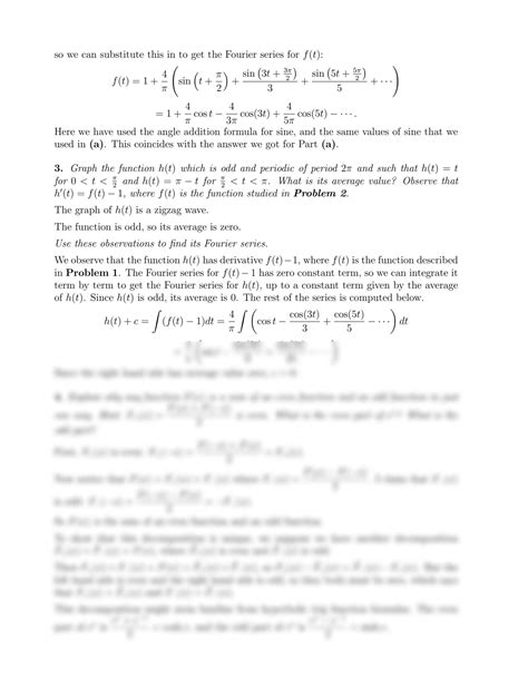 SOLUTION Practice Problems On Fourier Series Studypool