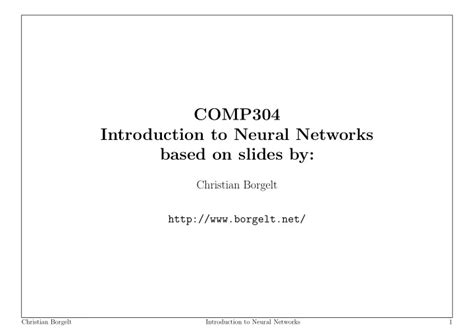 Ppt Comp304 Introduction To Neural Networks Based On Slides By