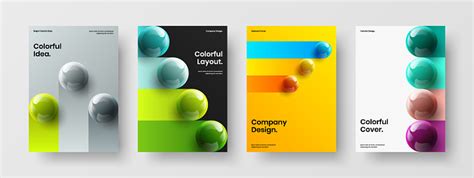 고립 된 사실적 공 전단지 일러스트 컬렉션 고유 엽서 A4 디자인 벡터 템플릿 세트입니다 A4 용지에 대한 스톡 벡터 아트 및