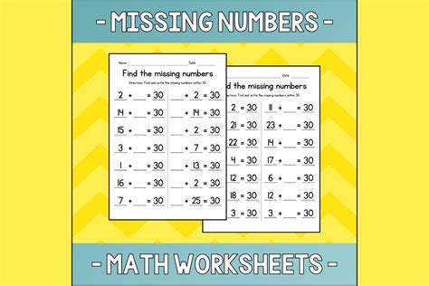 Missing Numbers Addition Up To 30 Graphic By Atlasart · Creative Fabrica