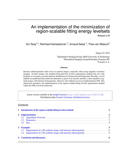 Pdf An Implementation Of The Minimization Of Region Scalable Fitting Energy Levelsets