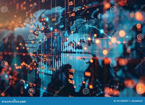 Global Data Visualization With Charts And Map Stock Illustration Illustration Of Technology