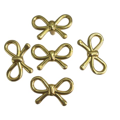 Bow Shapes Drawer Knobs Gold Door Handle Brass Decorative For Cabinet