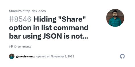 Hiding Share Option In List Command Bar Using Json Is Not Working · Issue 8546 · Sharepoint