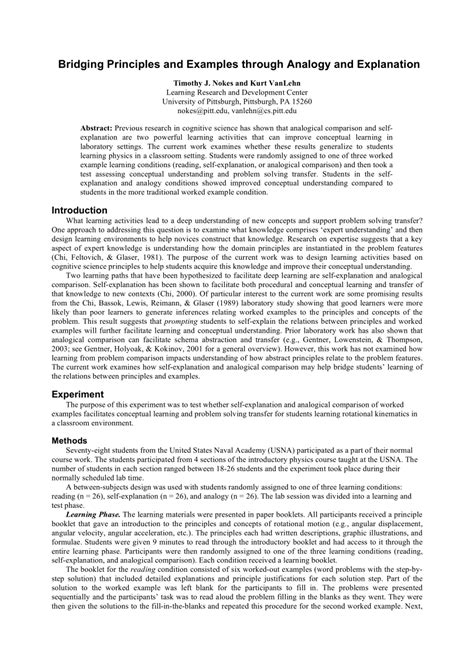 Pdf Bridging Principles And Examples Through Analogy And Explanation