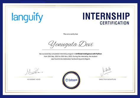 Devi Yenugula On Linkedin Internship Coincent Artificialintelligence