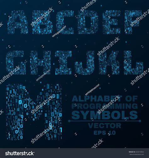 Alphabet Symbols Program Code Programming Design Stock Vector Royalty Free 642010552